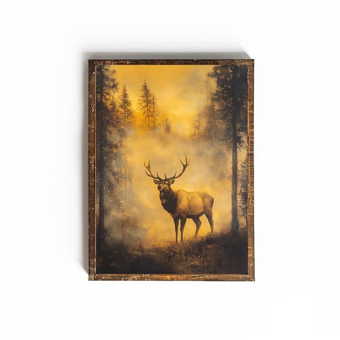 Elk Cabin Decor Rustic Wall Art For Hunting Wall Decor Elk Hunter ...
