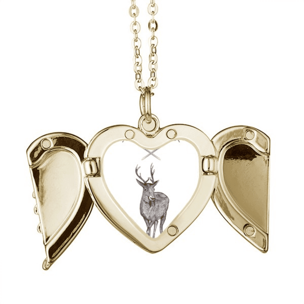 Elk Crown Animal Baroque Style Folded Wings Peach Heart Pendant ...