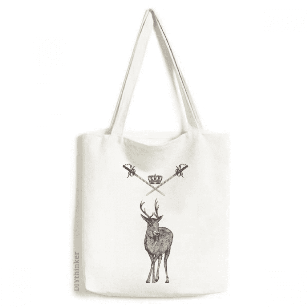 Elk Crown Animal Baroque Style Tote Canvas Bag Shopping Satchel Casual ...
