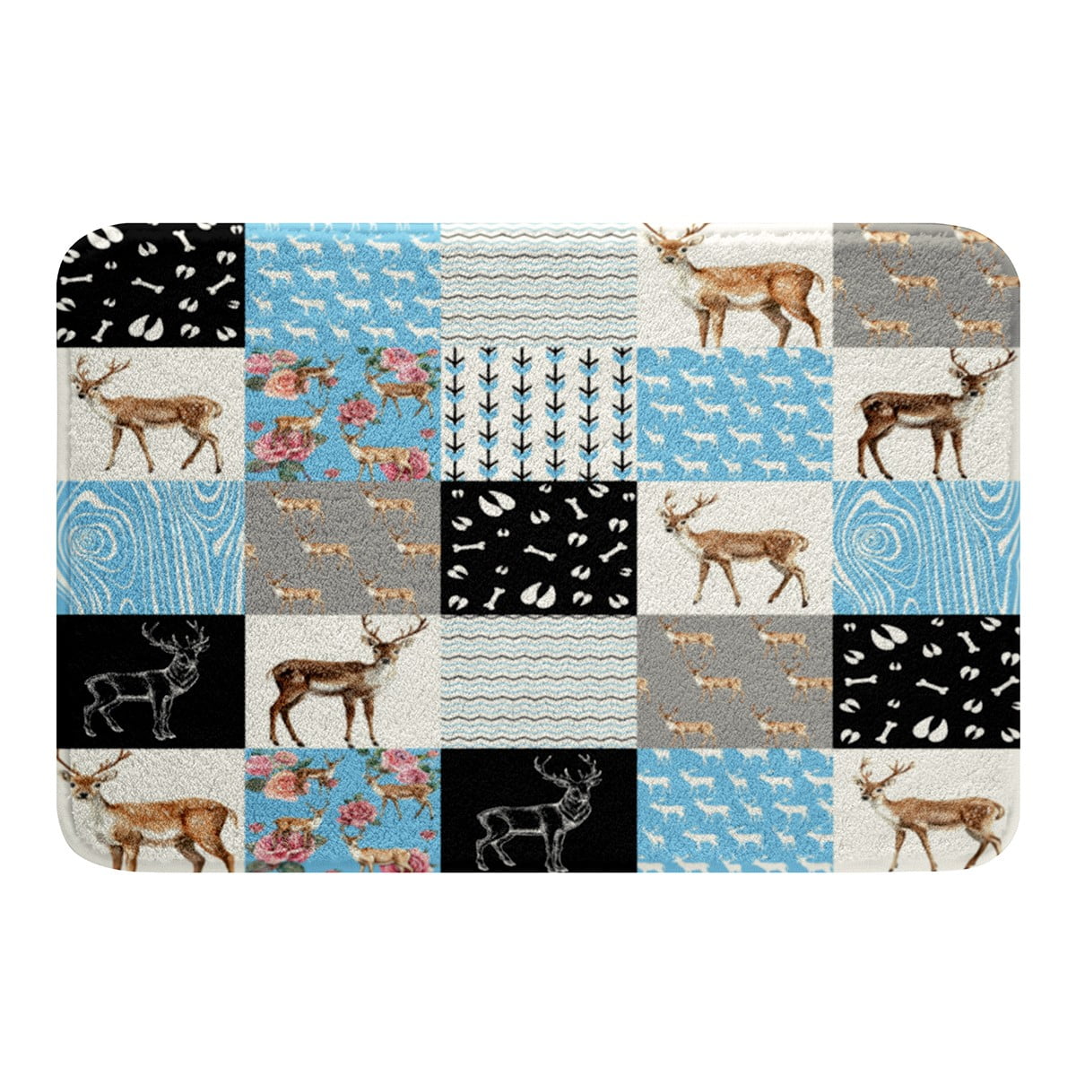 Elk Deer Bathroom Rugs Woodland Animals Area Rug,Jungle Wildlife Moose ...