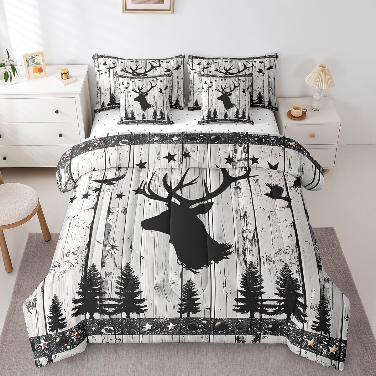 Elk Deer Bed in a Bag King 7 Pieces - King Size Comforter Set,Western ...