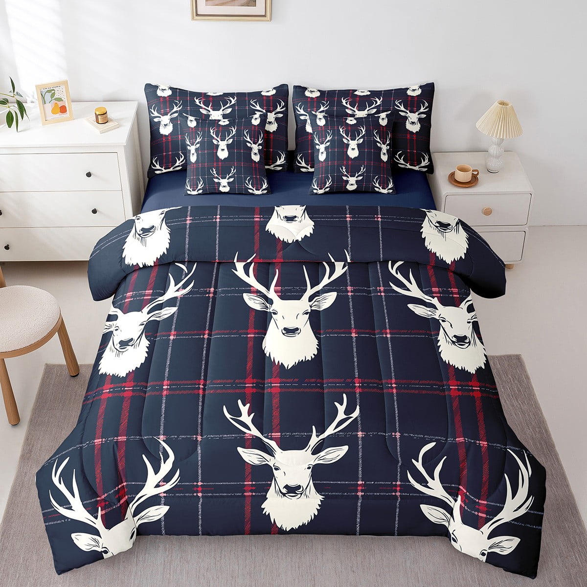 Elk Deer Bed in a Bag King Size Comforter Set 7 Pieces,Abstract ...