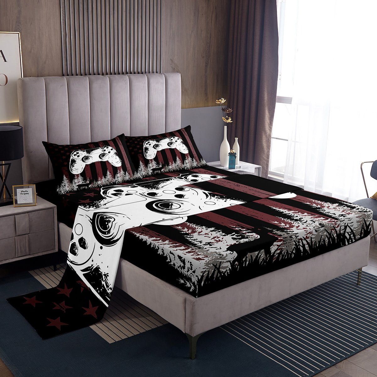 Elk Deer Bed Sheets Hunting Themed Sheets Queen Size Video Game Gamer ...