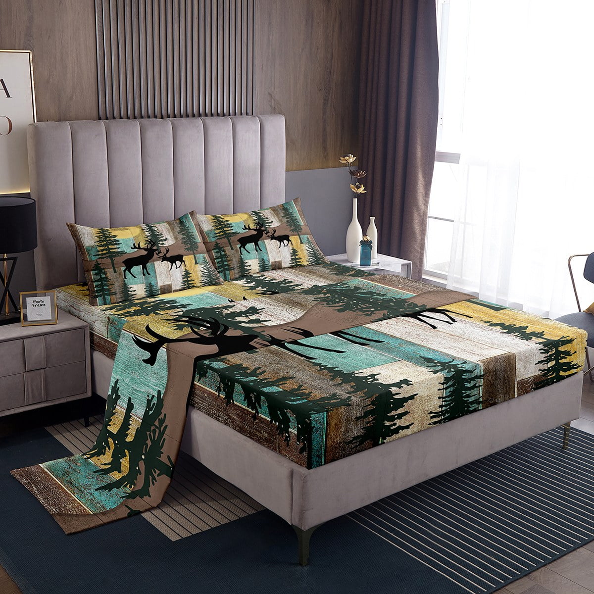 Elk Deer Bed Sheets Set Farmhouse Cottage Lodge Full Sheet Set ...