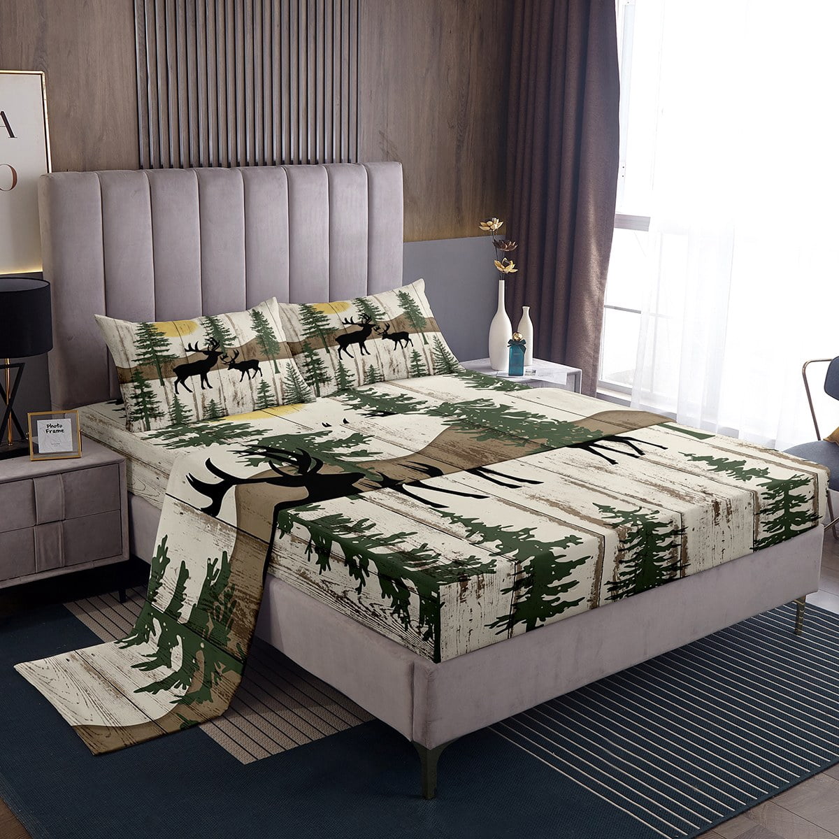 Elk Deer Bed Sheets Set Farmhouse Cottage Lodge Full Sheet Set ...
