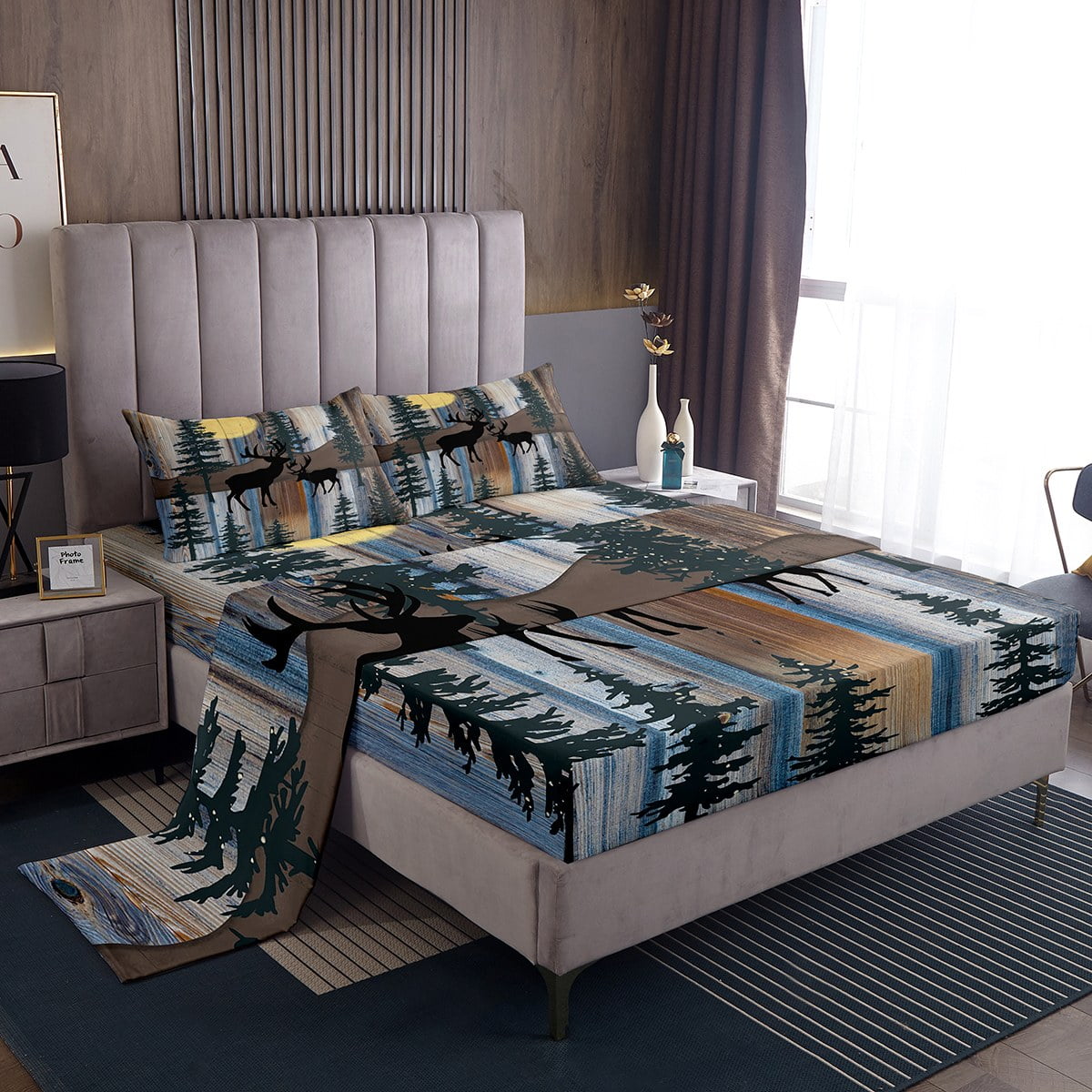 Elk Deer Bed Sheets Set Farmhouse Cottage Lodge Queen Sheet Set ...