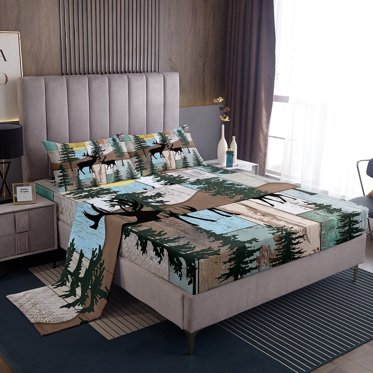 Elk Deer Bed Sheets Set Farmhouse Cottage Lodge Twin Sheet Set ...