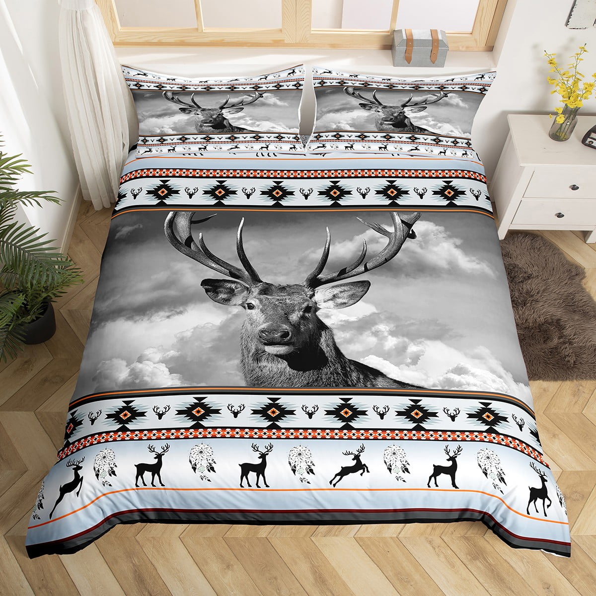 Elk Deer Bedding Set Ethnic Tribe Arrow Aztec Comforter Cover,African ...