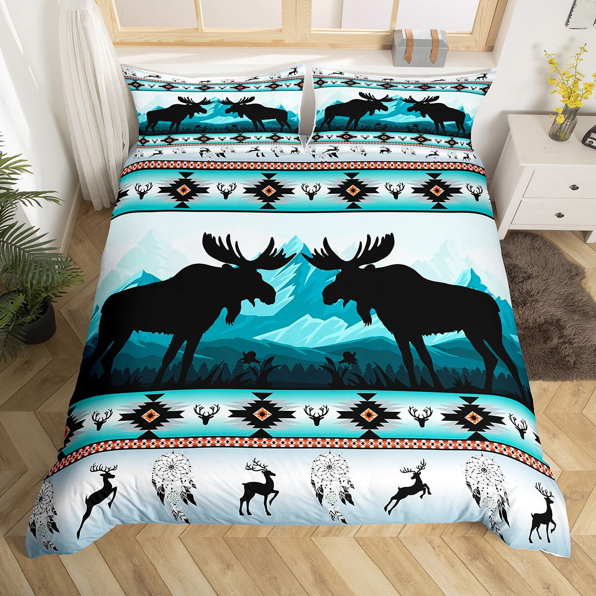 Elk Deer Bedding Set Ethnic Tribe Arrow Aztec Comforter Cover,African ...