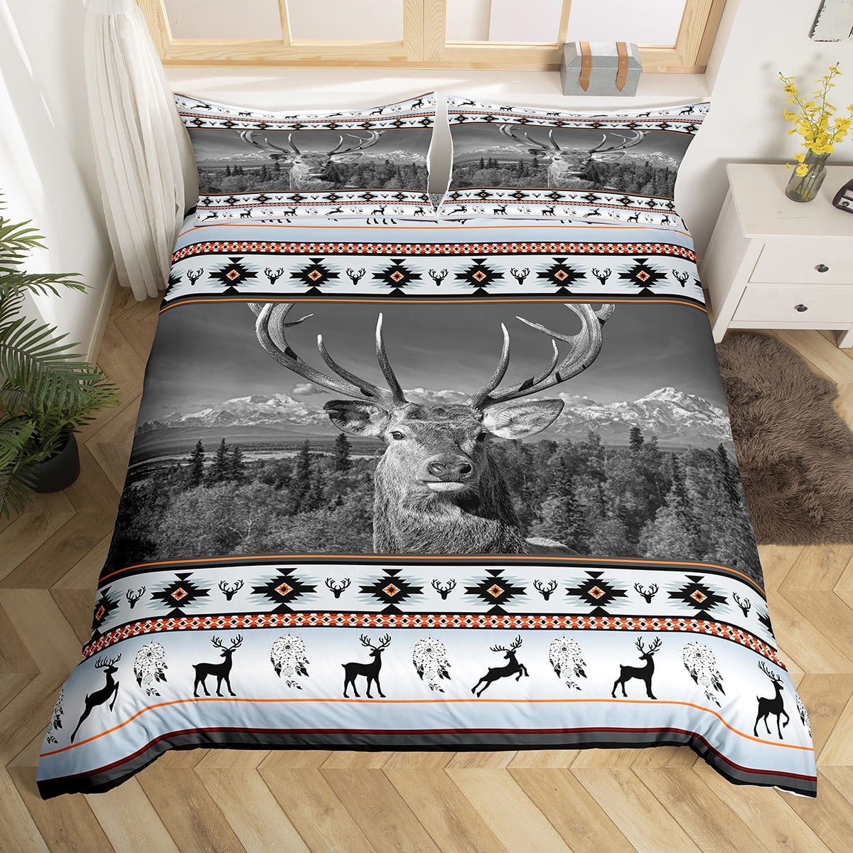 Elk Deer Bedding Set Ethnic Tribe Arrow Aztec Comforter Cover,African ...