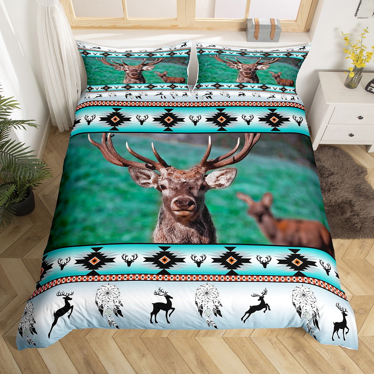 Elk Deer Bedding Set Ethnic Tribe Arrow Aztec Comforter Cover,African ...