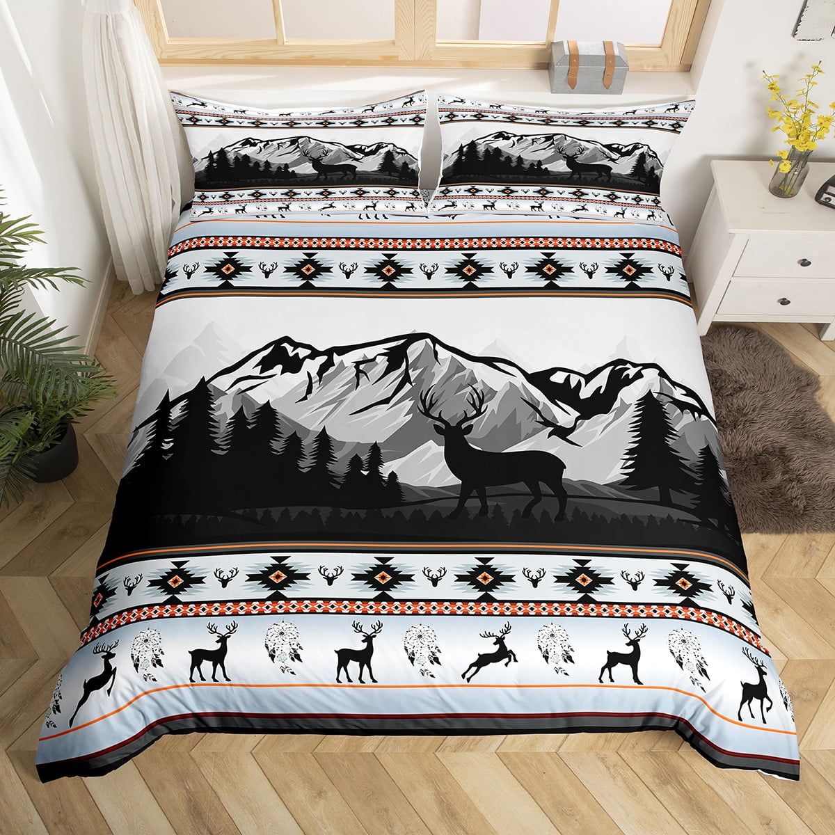 Elk Deer Bedding Set Ethnic Tribe Arrow Aztec Comforter Cover,African ...