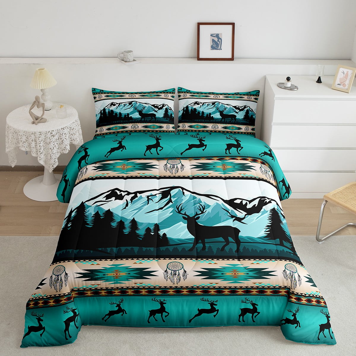 Elk Deer Bedding Set Ethnic Tribe Arrow Aztec Quilt,African Tribal ...
