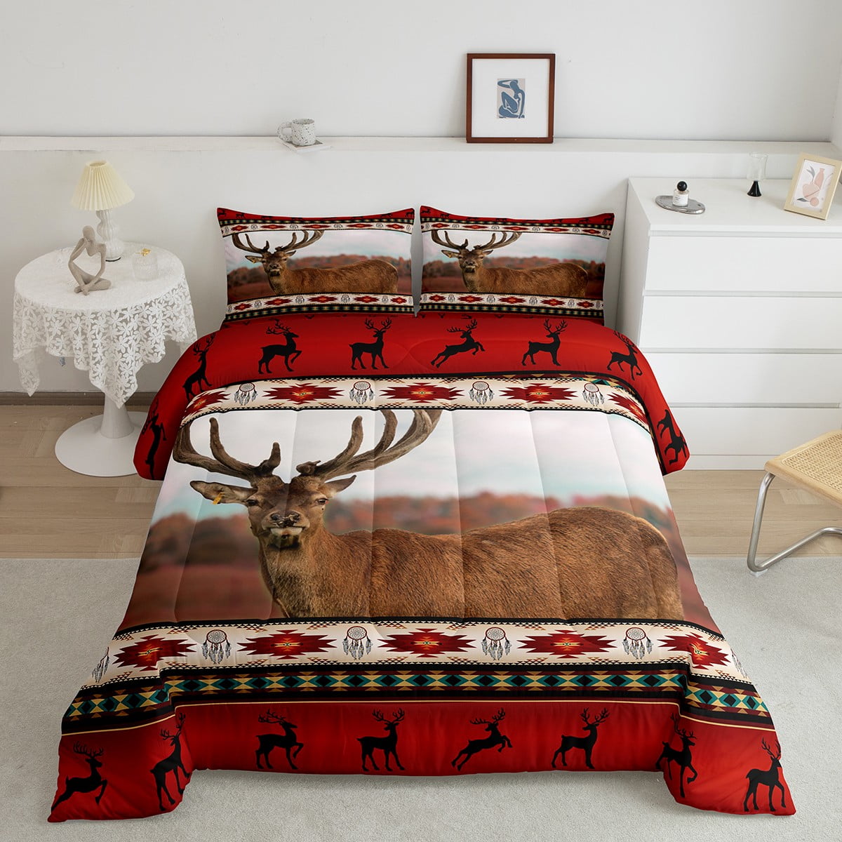 Elk Deer Bedding Set Ethnic Tribe Arrow Aztec Quilt,African Tribal ...