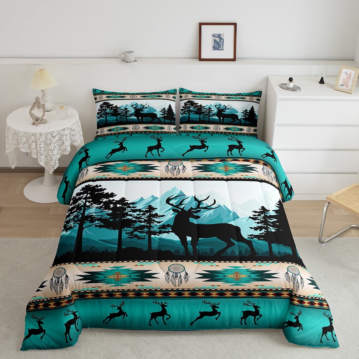Elk Deer Bedding Set Ethnic Tribe Arrow Aztec Quilt,African Tribal ...