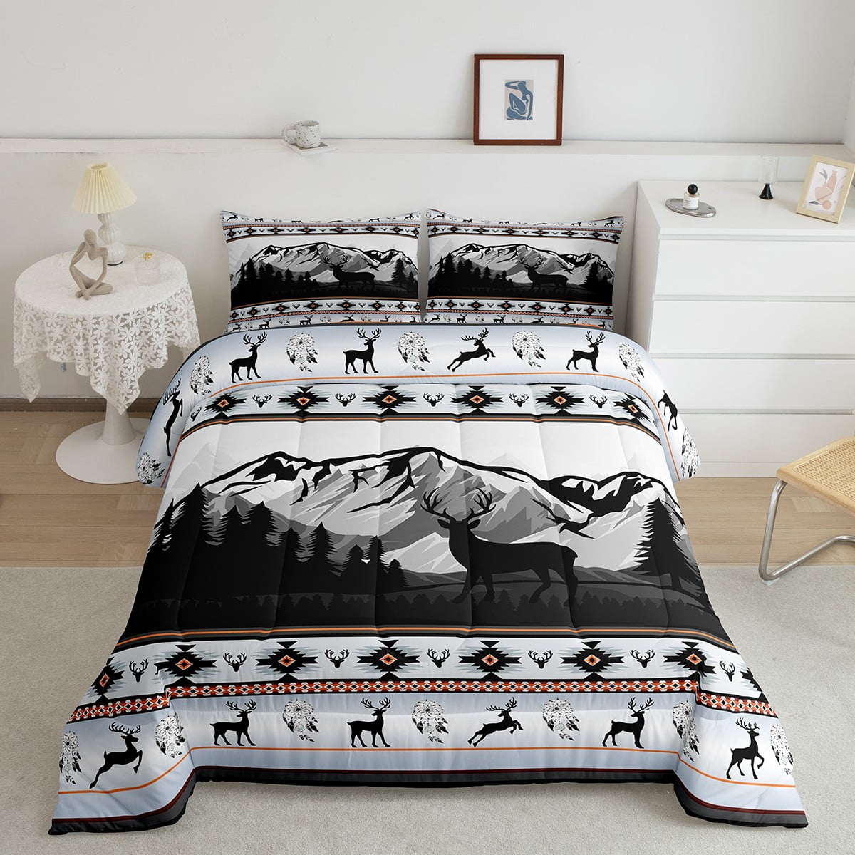 Elk Deer Bedding Set Ethnic Tribe Arrow Aztec Quilt,African Tribal ...