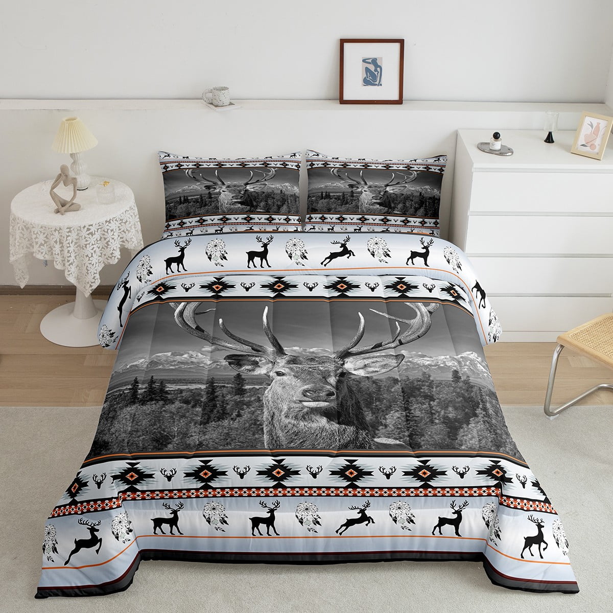 Elk Deer Bedding Set Ethnic Tribe Arrow Aztec Quilt,African Tribal ...