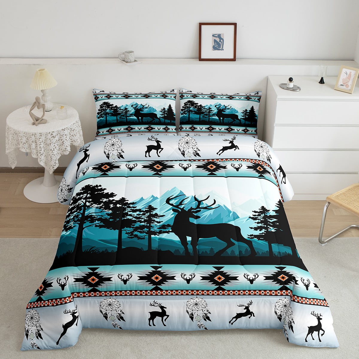 Elk Deer Bedding Set Ethnic Tribe Arrow Aztec Quilt,African Tribal ...