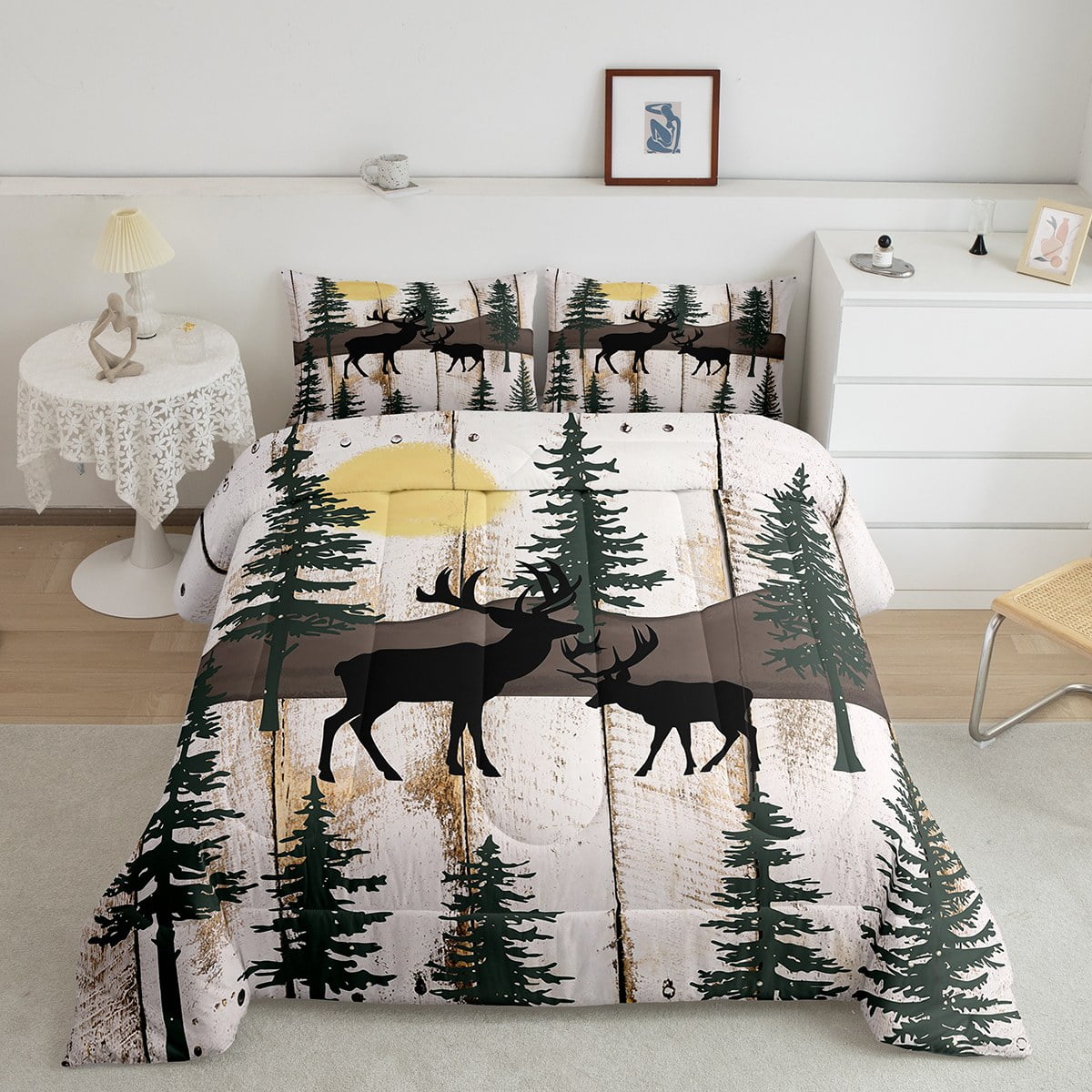 Elk Deer Bedding Set Farmhouse Cottage Lodge Full Comforter Set for ...