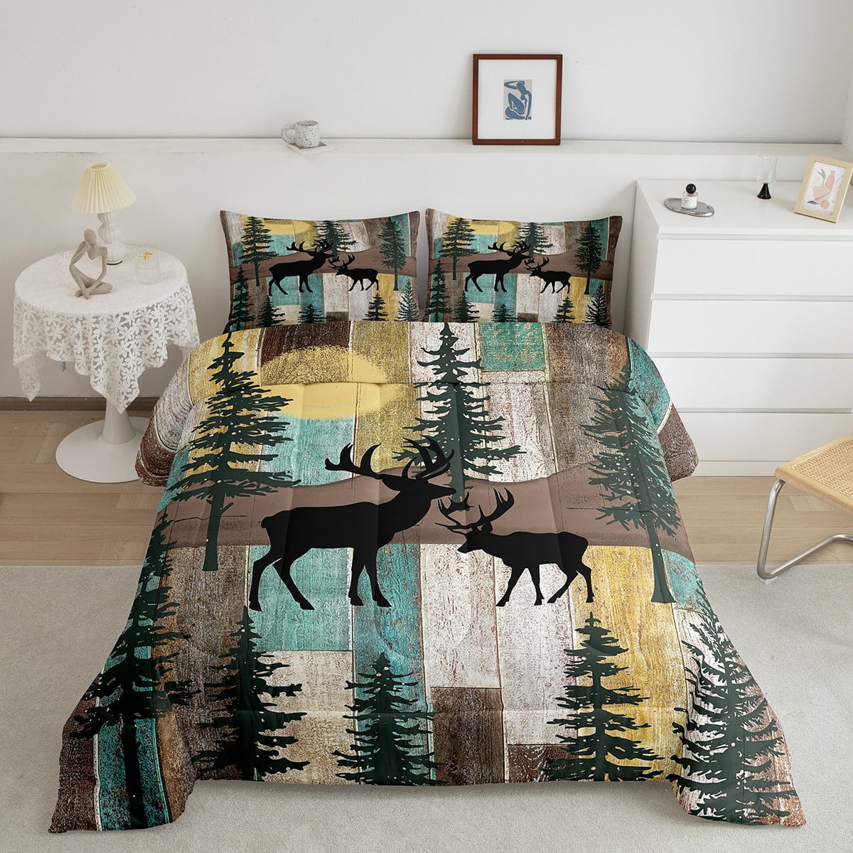 Elk Deer Bedding Set Farmhouse Cottage Lodge King Comforter Set for ...