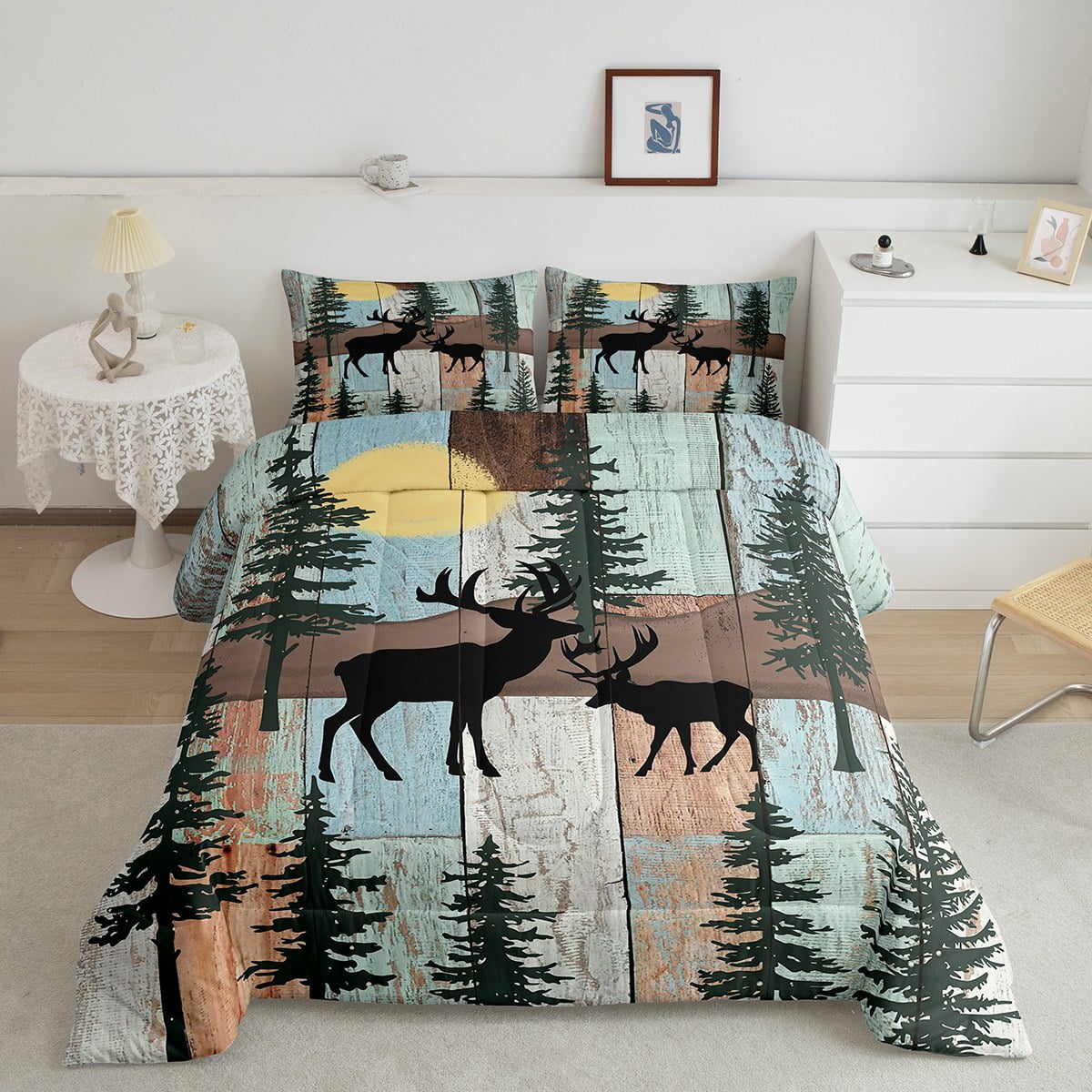 Elk Deer Bedding Set Farmhouse Cottage Lodge King Comforter Set for ...