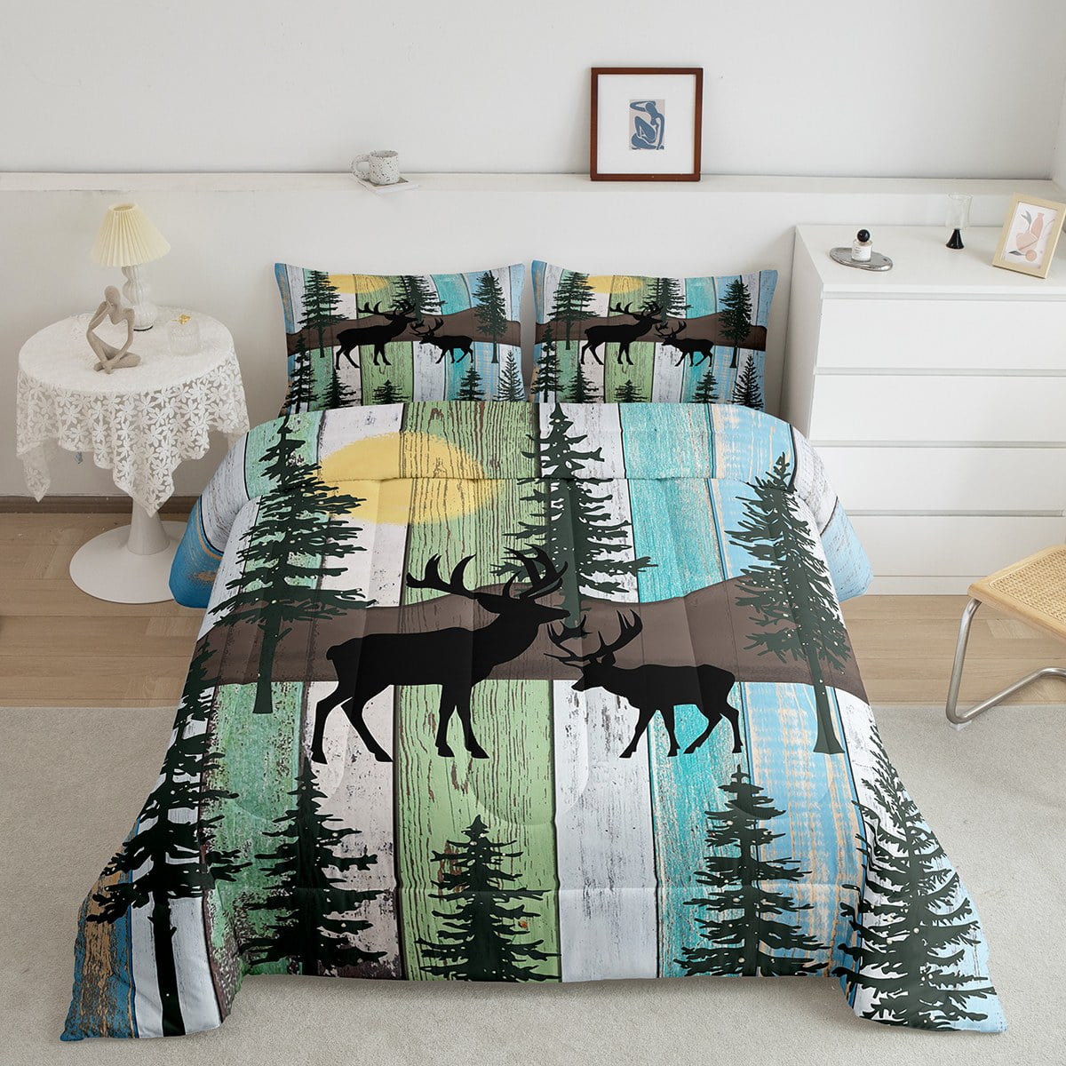Elk Deer Bedding Set Farmhouse Cottage Lodge King Comforter Set for ...