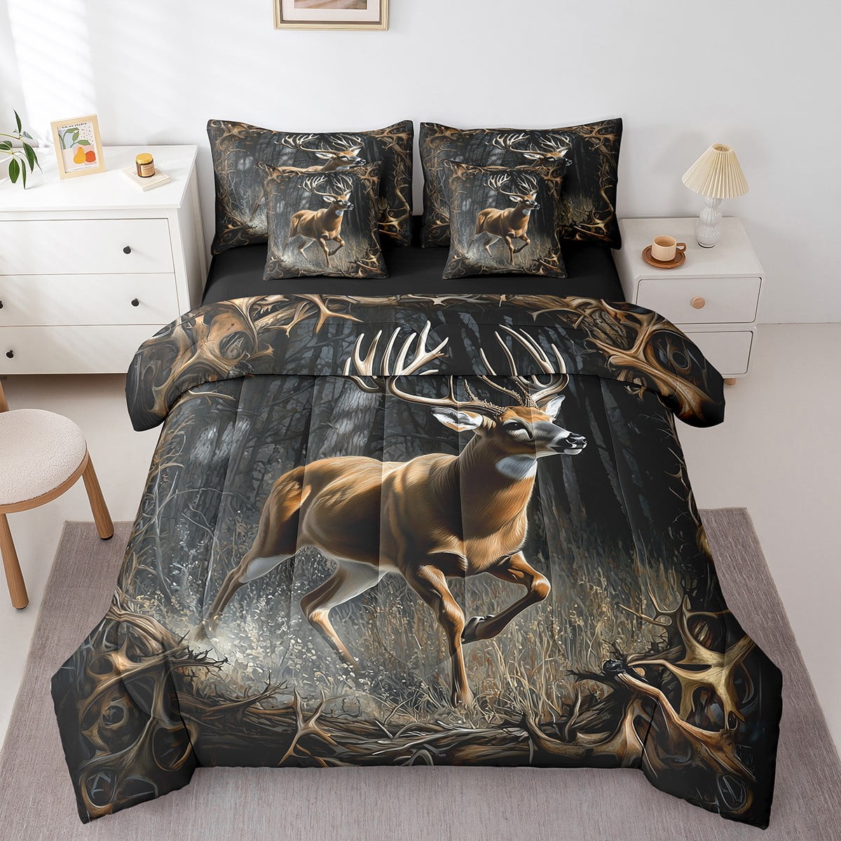 Elk Deer Bedding Sets 7 Piece Rustic Farmstyle King Bed in a Bag for ...