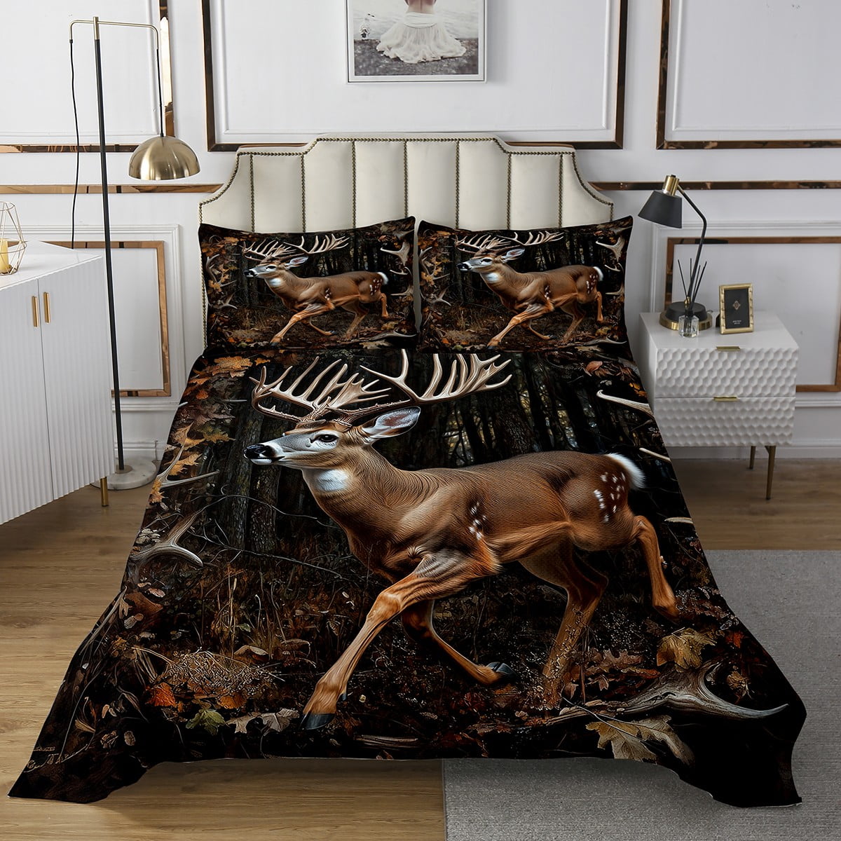 Elk Deer Bedspread for Adult Women Western Farmhouse Quilt Set Queen Size Rustic Farmstyle Bed ...
