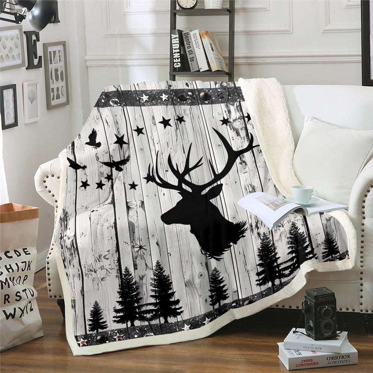 Elk Deer Blanket 50"x60" Western Texas Star Throw Blanket,Moose ...