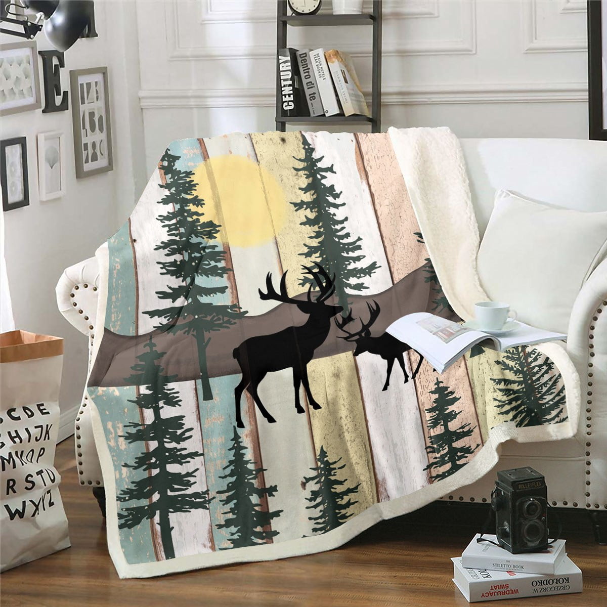 Elk Deer Blanket Lodge Cabin Backdrop 40"x50" Throw Blanket for Girls ...