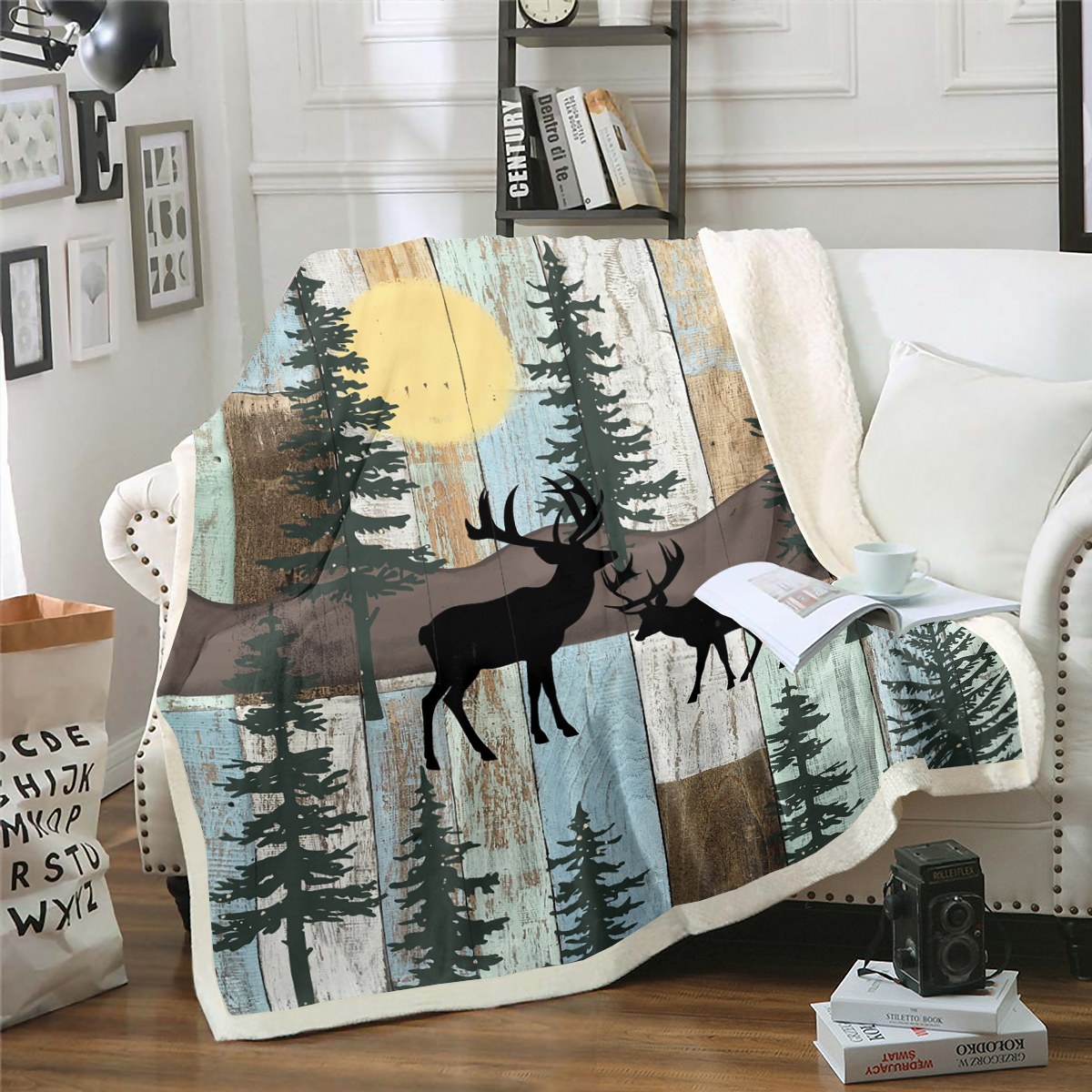 Elk Deer Blanket Lodge Cabin Backdrop 60"x80" Throw Blanket for Girls ...