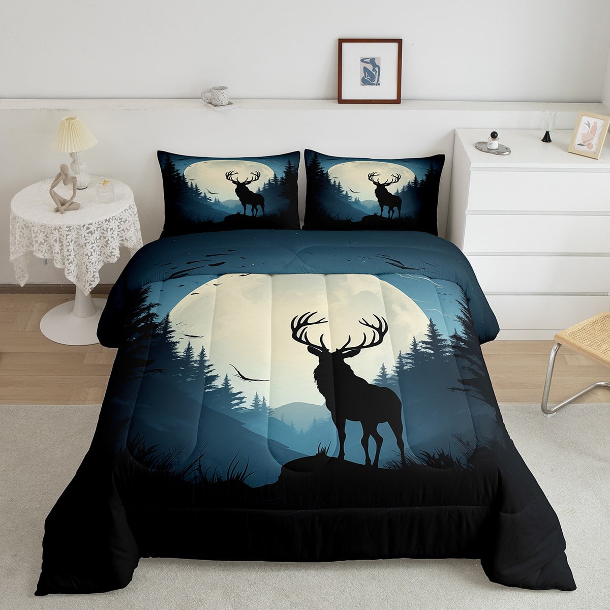 Elk Deer Comforter Set Full Moose Bedding Sets For Kids Boys Girls ...