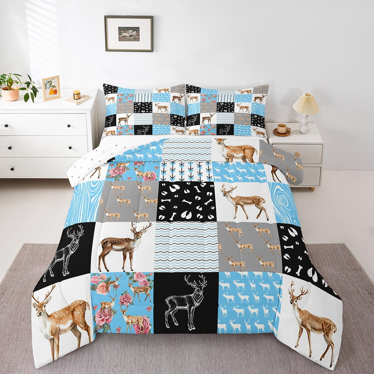Elk Deer Comforter Set Woodland Animals Down Comforter,Jungle Wildlife ...