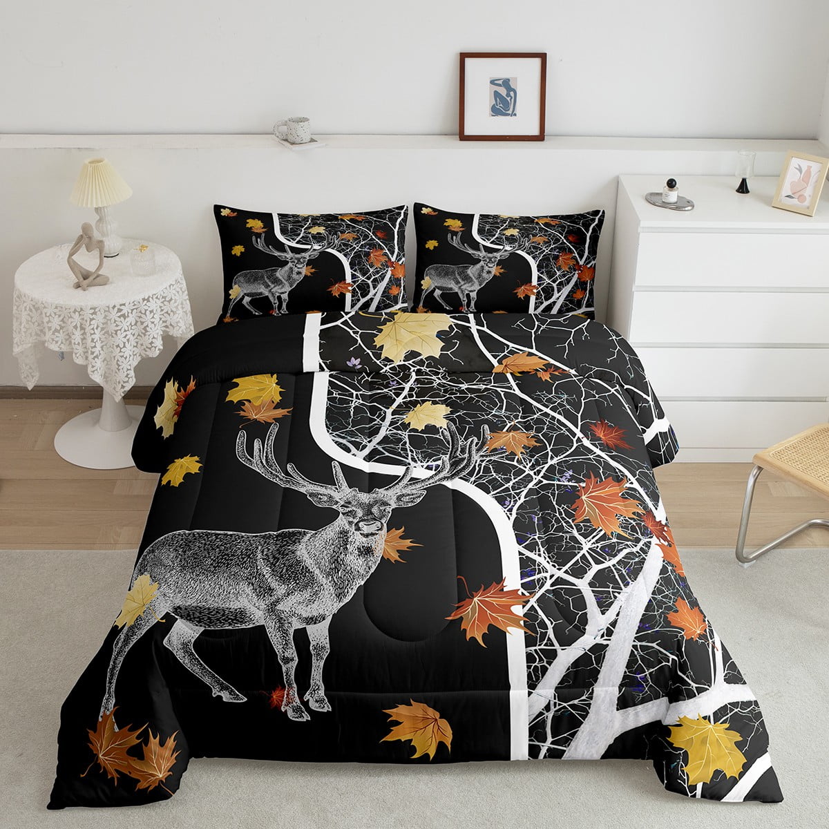 Elk Deer Comforter Set Full Reindeer Moose Bedding Set for Boys Girls ...