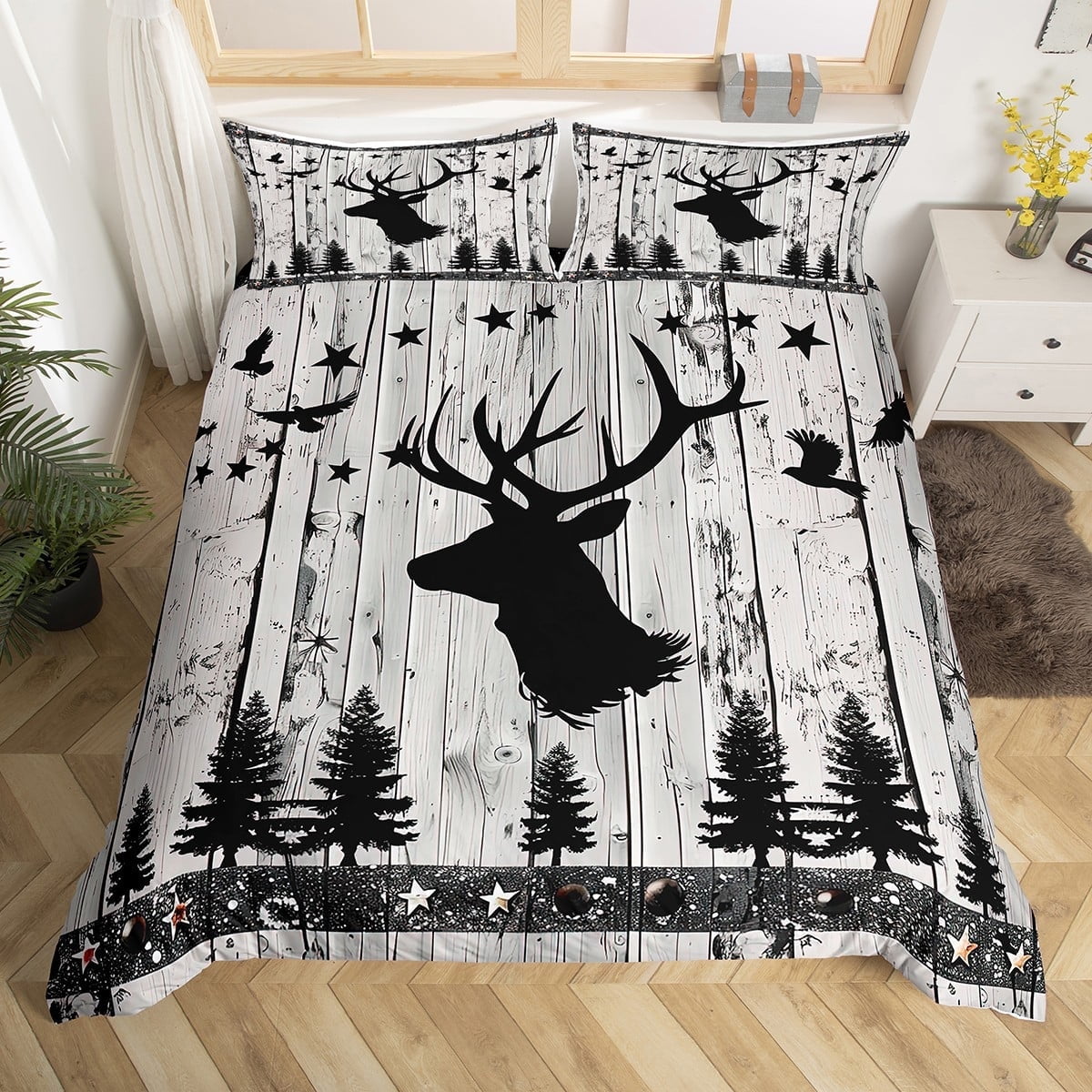 Elk Deer Duvet Cover Twin Western Texas Bedding Set Moose Reindeer ...