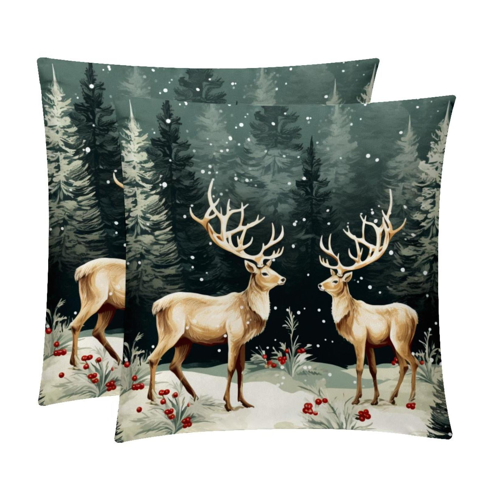 Elk Deer Inserts Set - 2-Pack Decorative Pillows with Unique Patterns ...