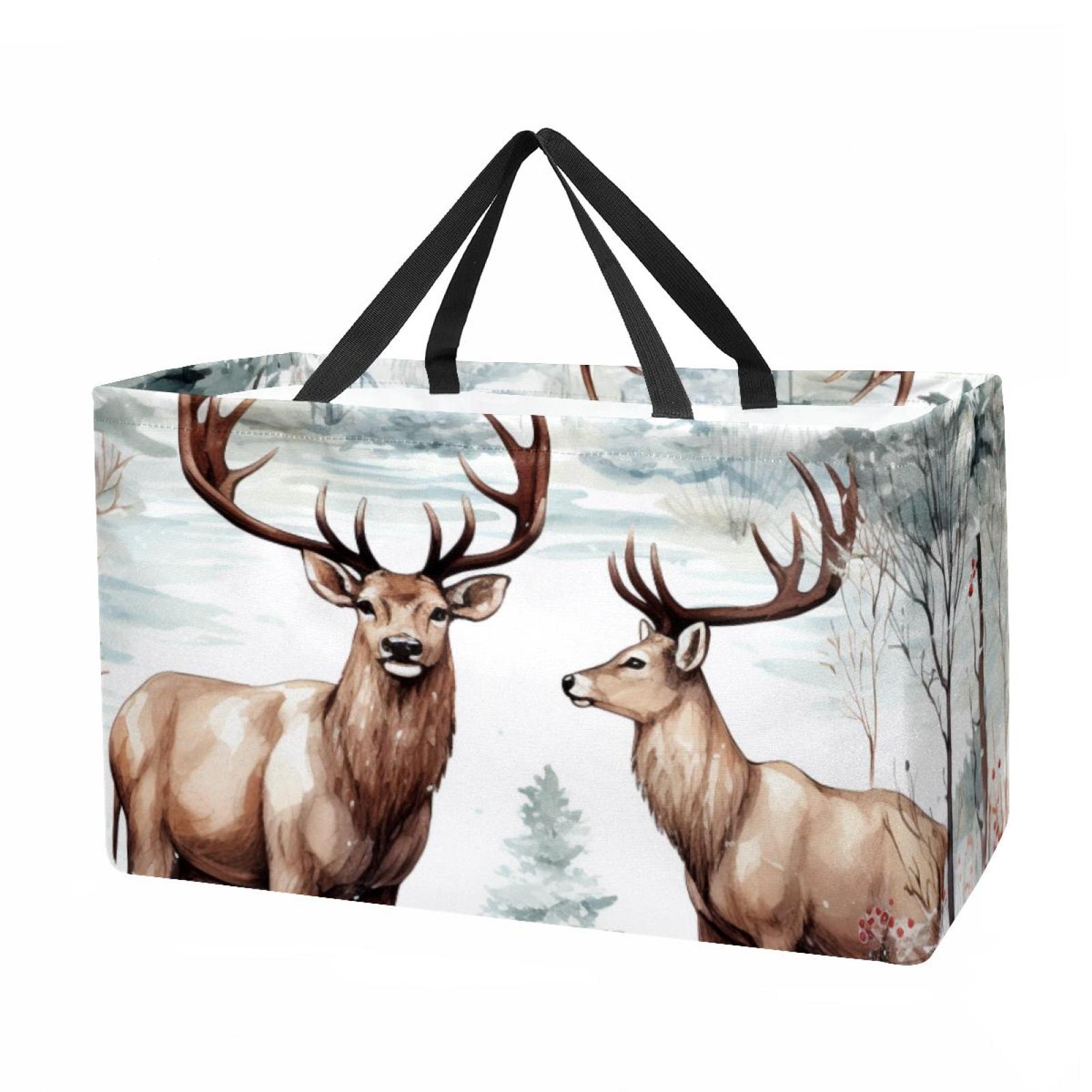 Elk Deer Large Capacity Reinforced Oxford Cloth Storage Bin - Reusable, Foldable Picnic Baskets ...