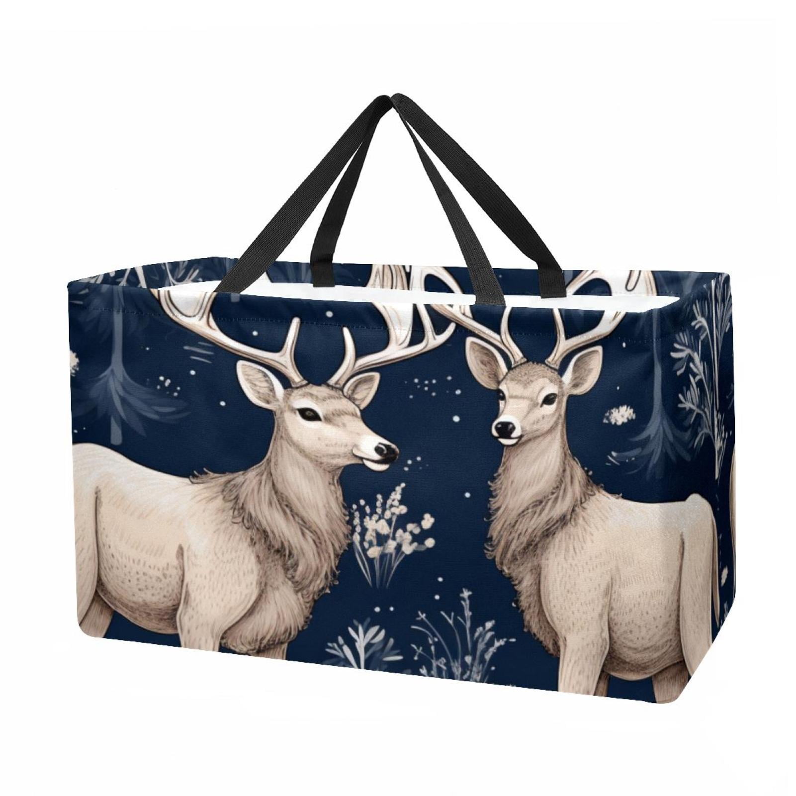 Elk Deer Large Foldable Beach Bag Oxford Cloth Shopping Bag Storage Bin Laundry Organizer ...