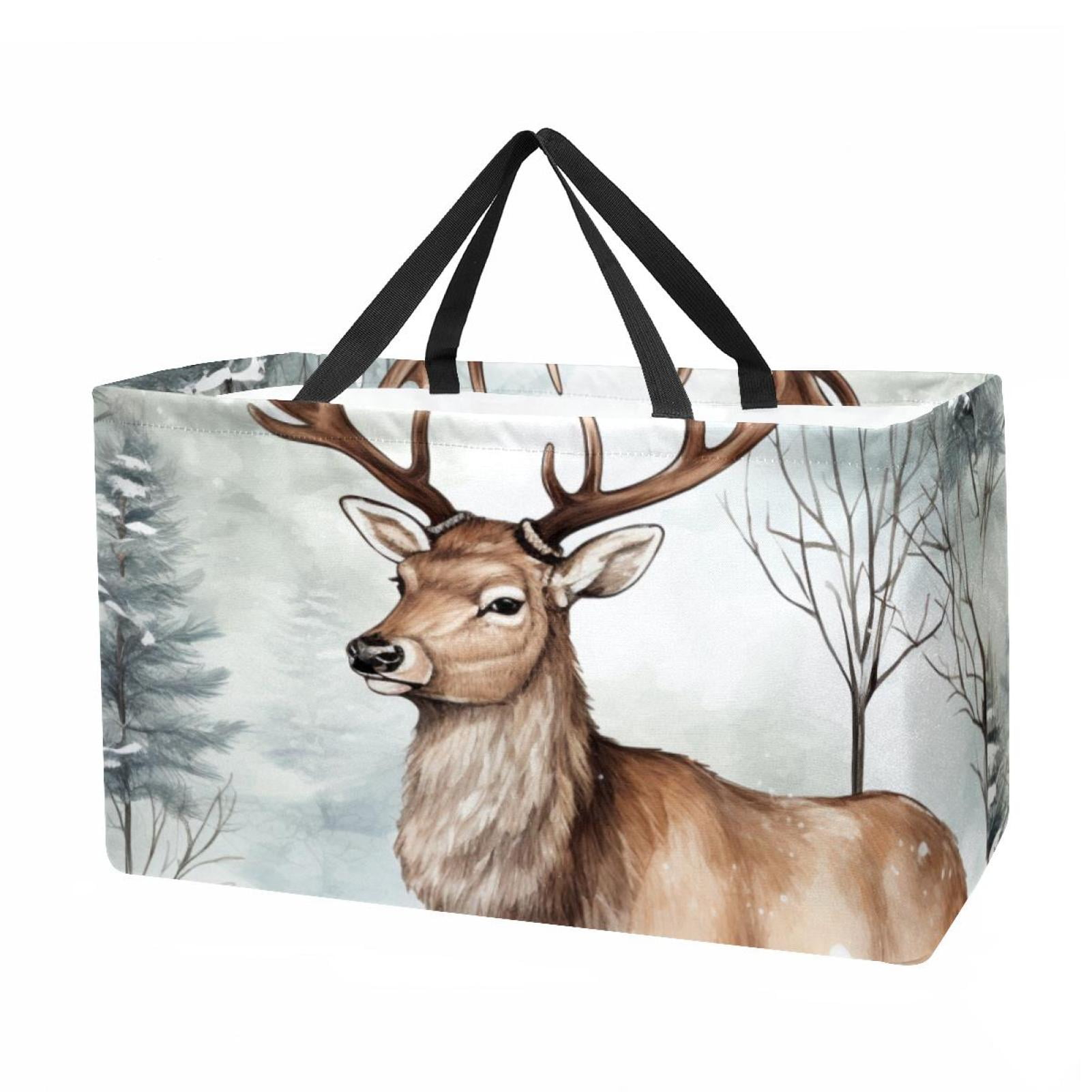 Elk Deer Large Foldable Oxford Cloth Storage Bin Cube Organizer with Grocery and Picnic Baskets ...