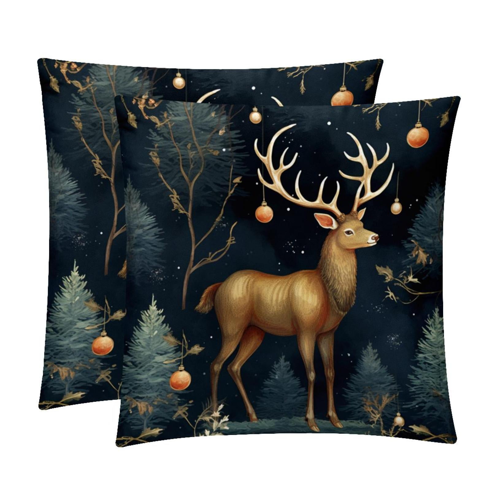 Elk Deer Luxurious Velvet Throw Covers Pillow Inserts - Set of 2 Throw ...