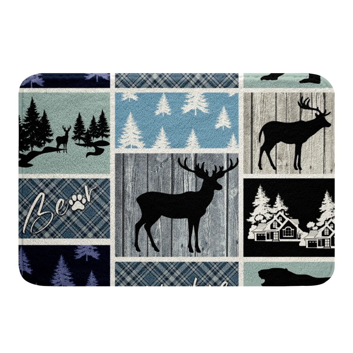 Elk Deer Outdoor Rug Rustic Lodge Cabin Rug 16"x24",Woodland Animals ...