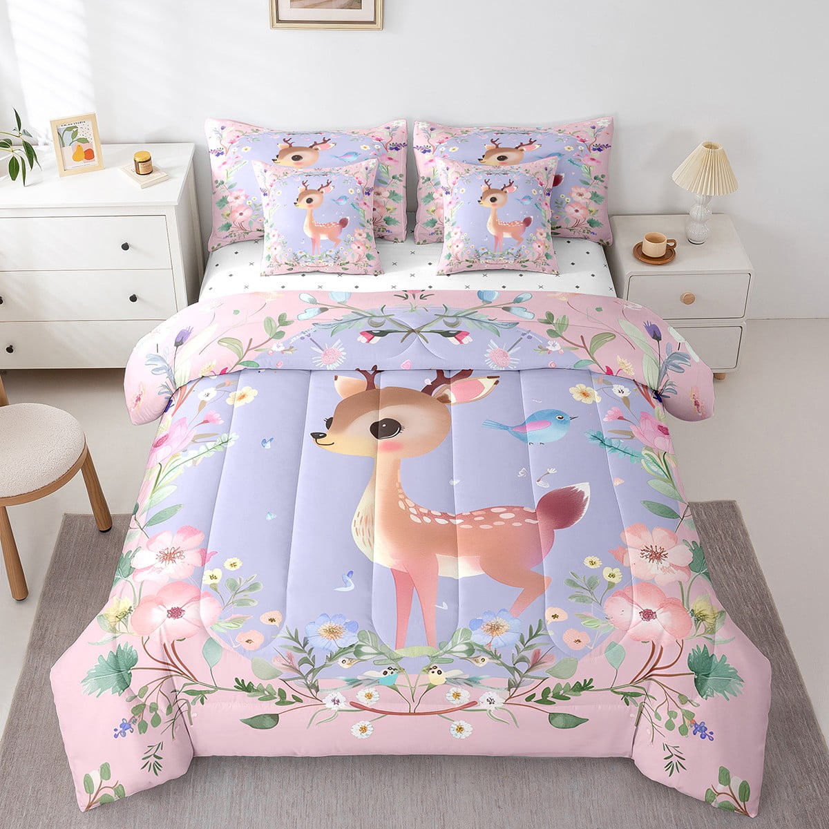 Elk Deer Queen Comforter Set - 7 Pieces Bed in a Bag Set,Bohemian ...
