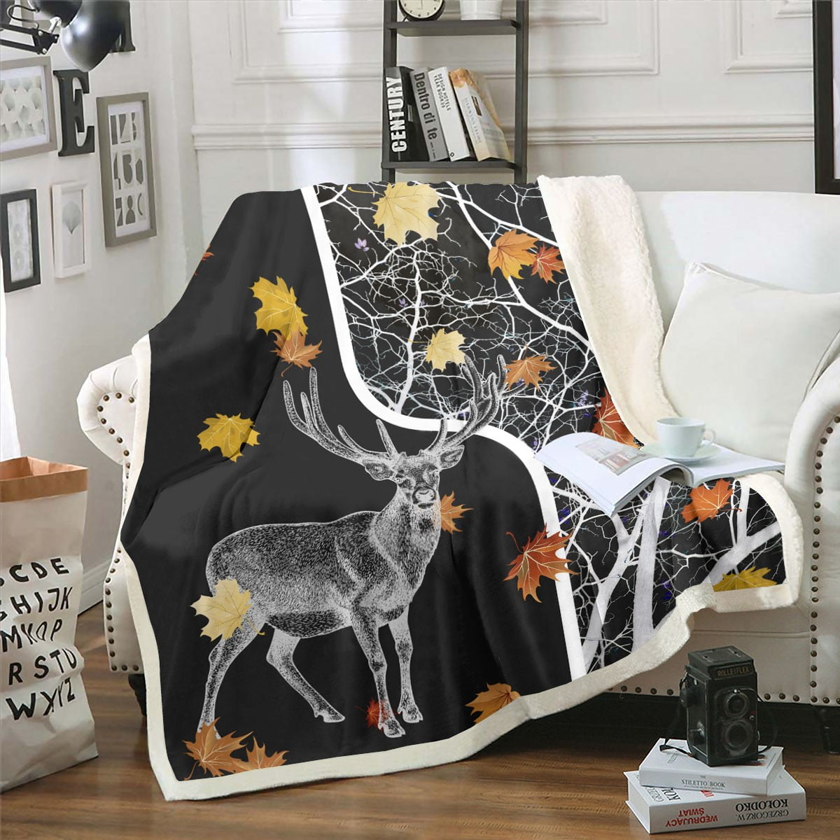 Elk Deer Throw Blanket Moose Reindeer Fleece Blanket for Teens ...