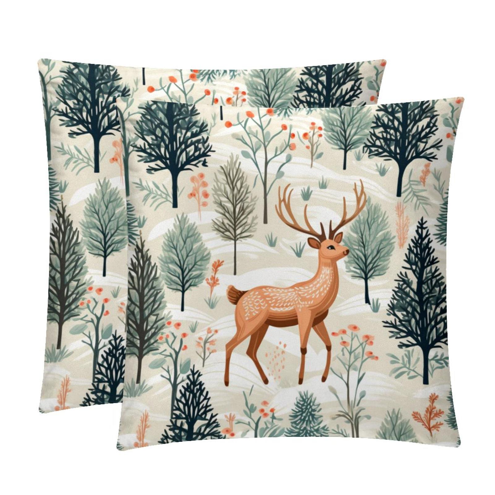 Elk Deer Velvet Throw Pillow Covers Set of 2 with Unique Patterns for ...