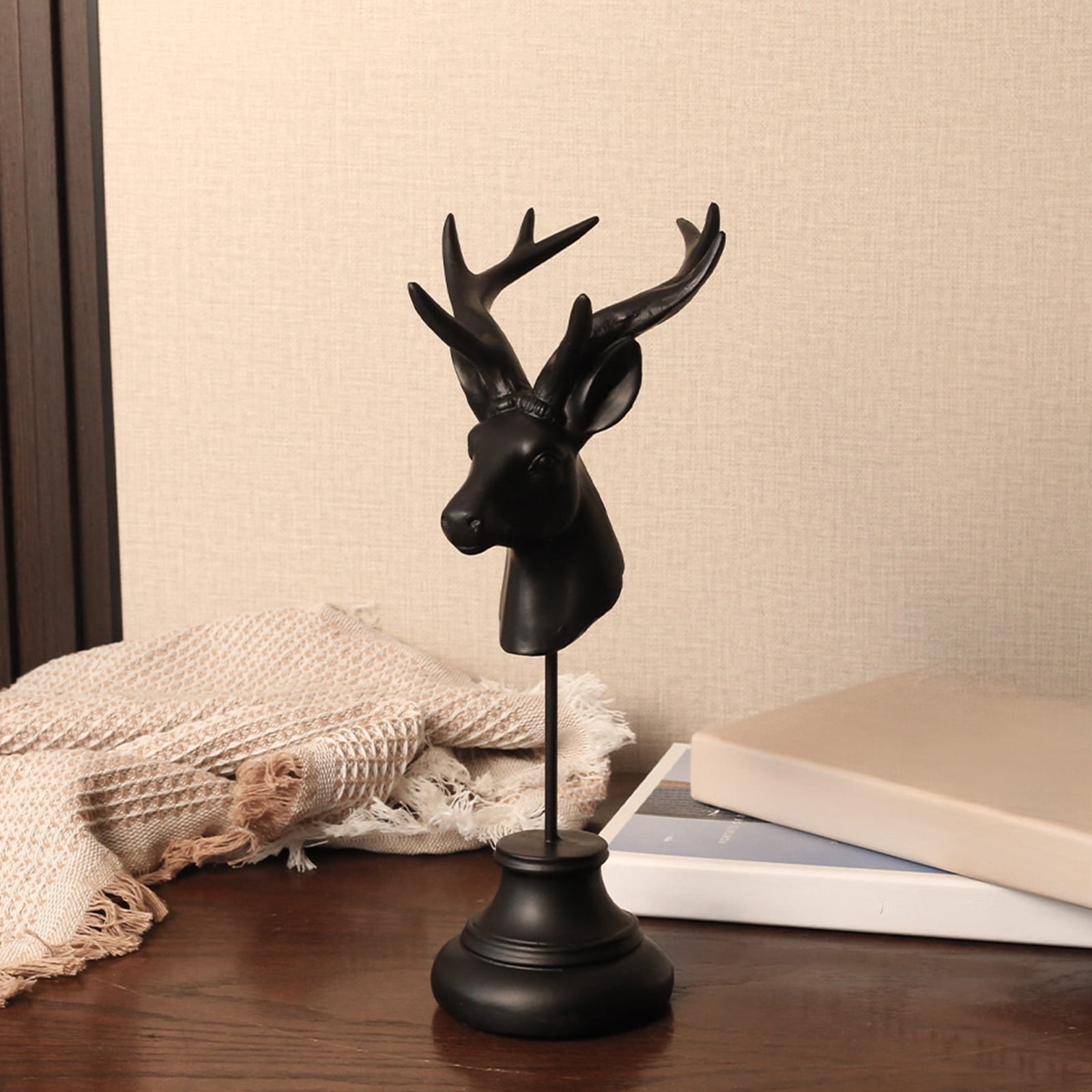Elk Desk Lamp, Small Wooden Table Lamp with LED Light, Dimmable Bedside ...