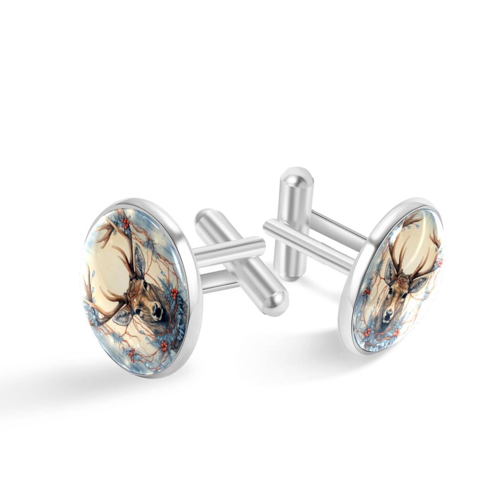 Elk Elegant Suit Accessory: Stainless Steel Cufflink Set for Men's Formal Attire, Dress Shirts ...