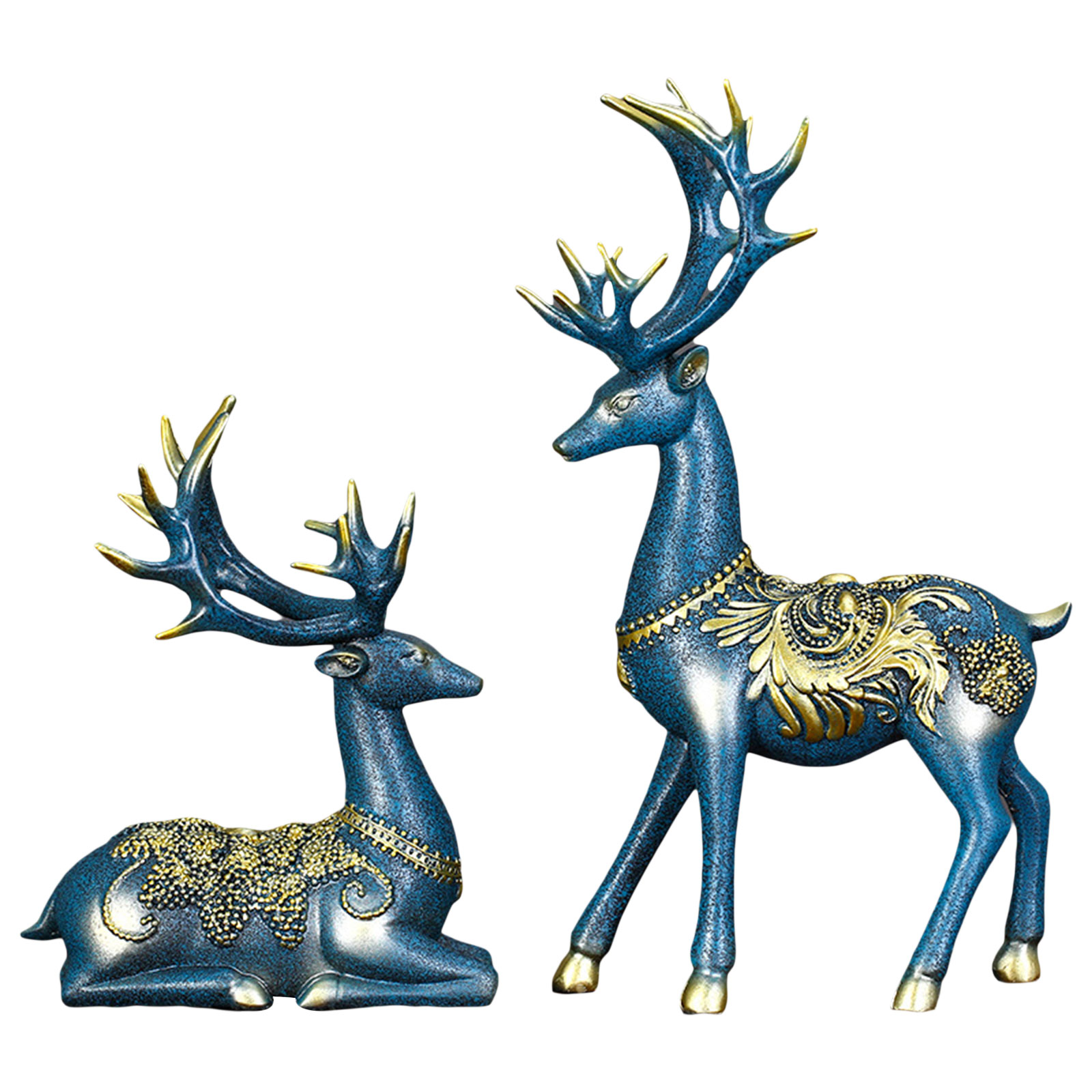 Elk Figurines Ornaments, Sitting and Standing Deer Statues Home ...