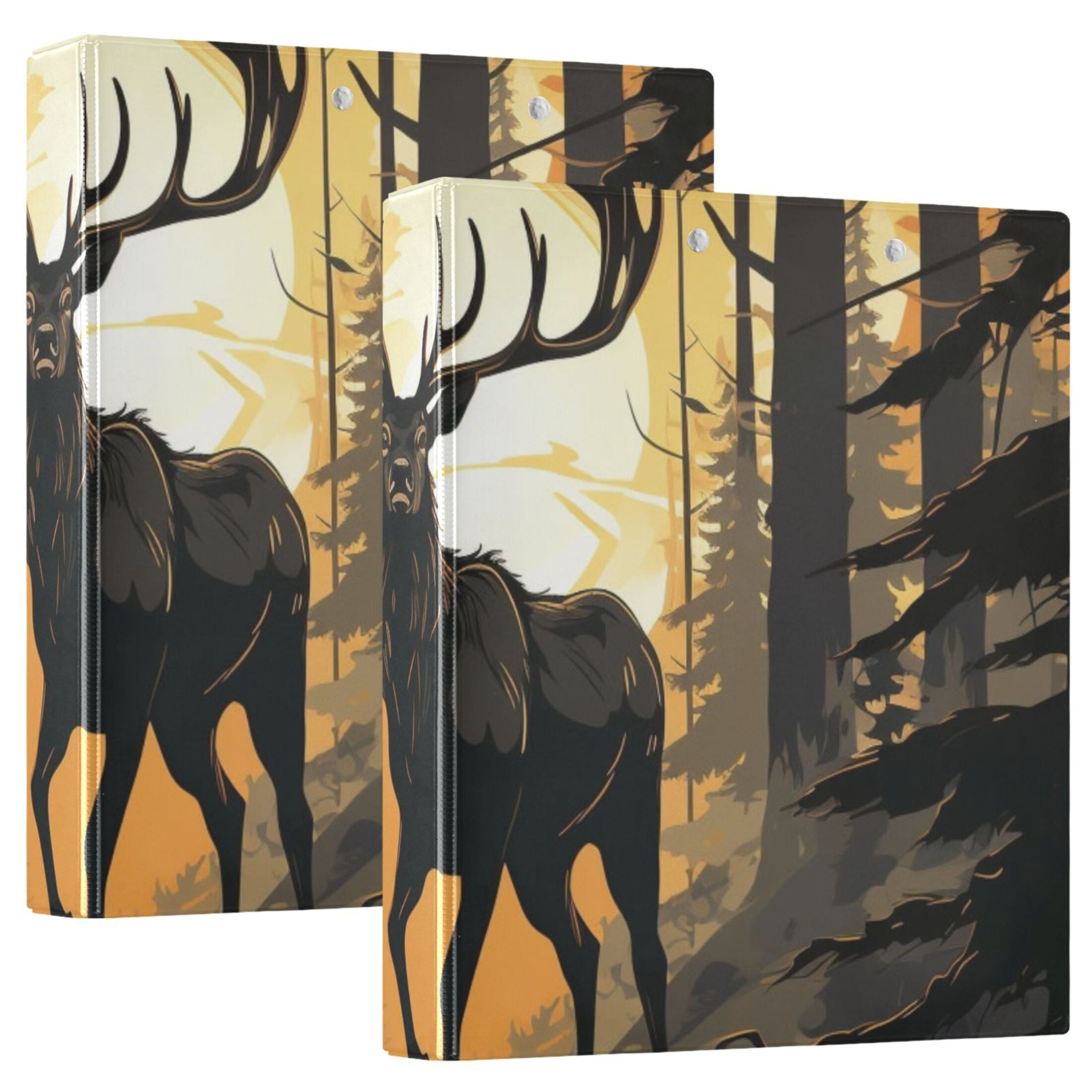 Elk Forest Sun 3 Ring Binders 1.5 inch Hardcover File Folders with ...
