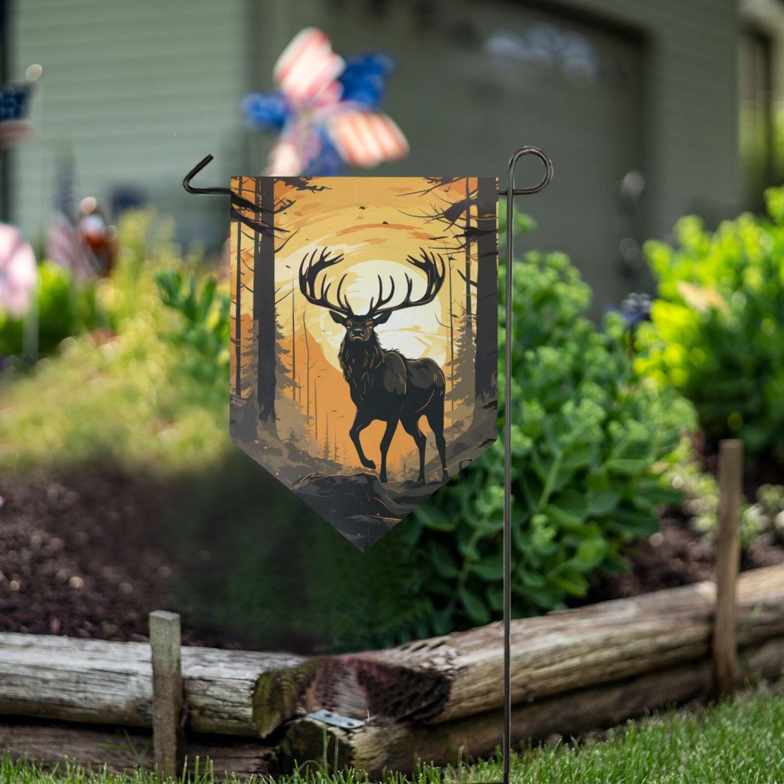 Elk Forest Sun Garden Flag 18" x 12.5" Double Sided Yard Lawn Outdoor ...