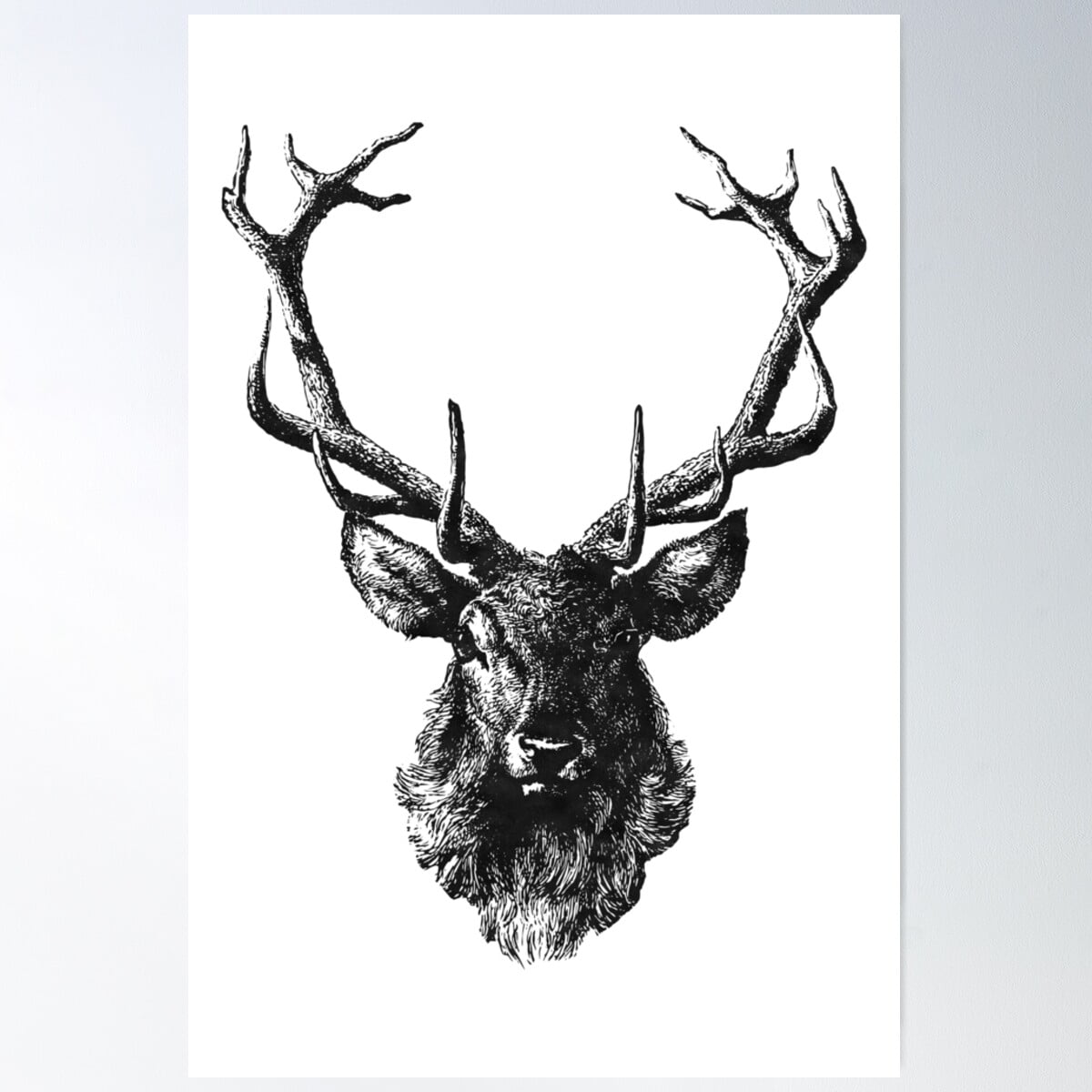 Elk Head Engraving Poster Wall Art, Modern Wall Decor For Living Room ...